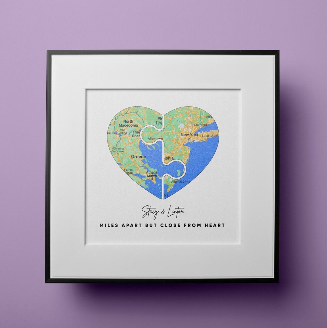 Personalized Heart Map Digital File, Heart Puzzle, Long Distance ...