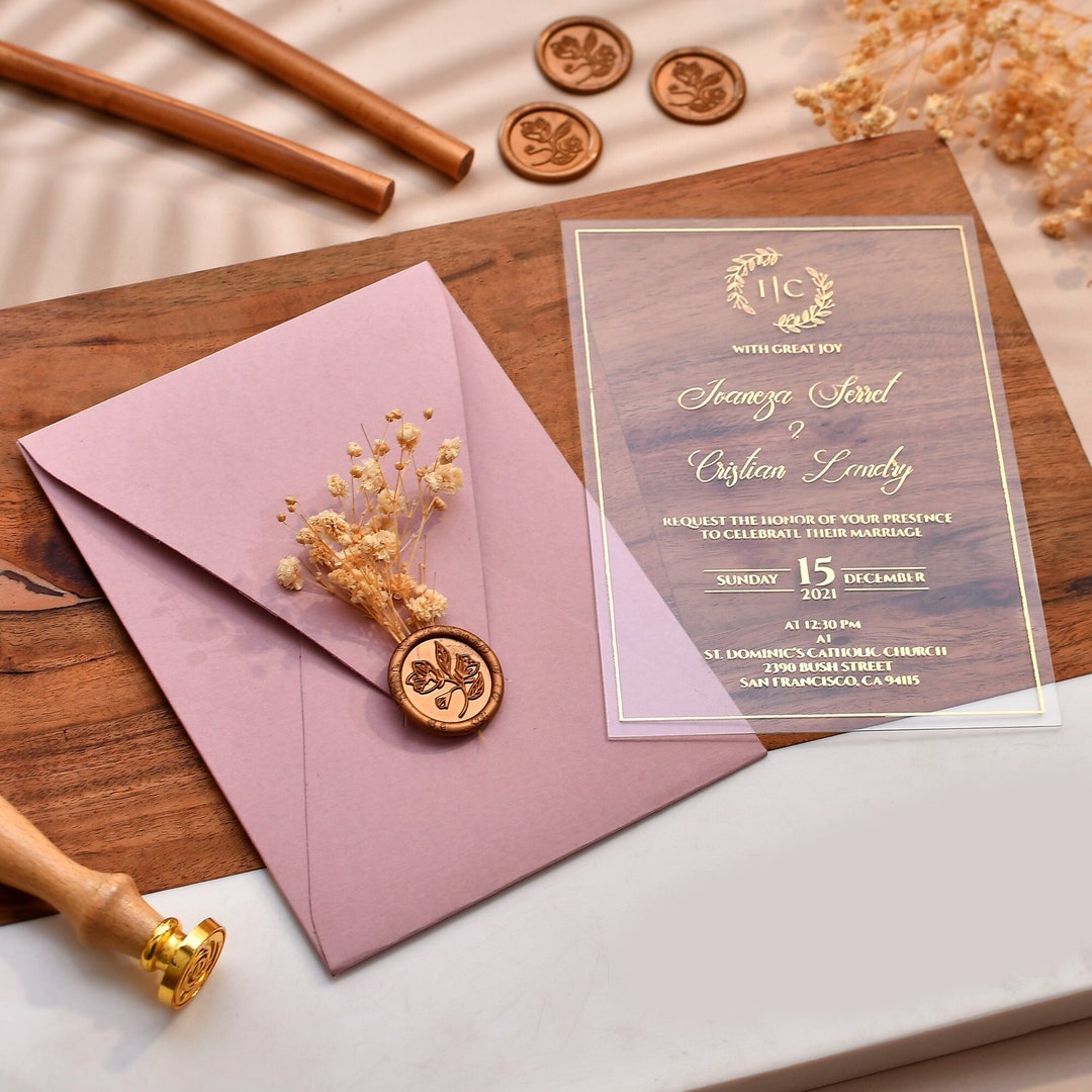 Transparent Acrylic Wedding Invitations, Unique Invitations, Gold Foil ...