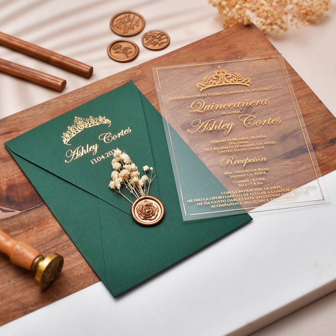 Elegant Acrylic Quinceañera & Sweet Sixteen Invitation - Customizable ...