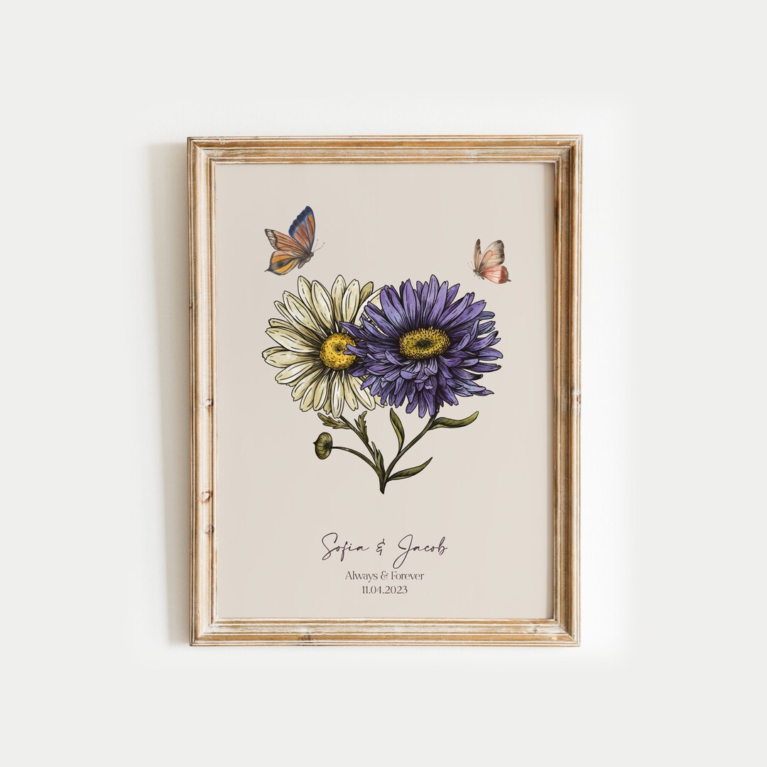 Valentine Gift, Birth Flower Bouquet, Gift for Her, Personalized Birth ...