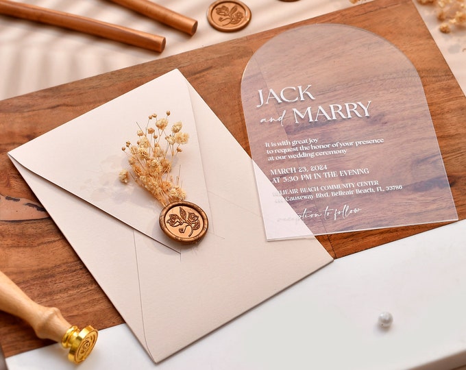 Velvet Acrylic Wedding Invitation Suite, Luxury Terraccota Wedding ...