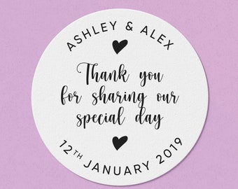 Thank You Stickers, Thank You for Sharing Our Special Day Stickers ...