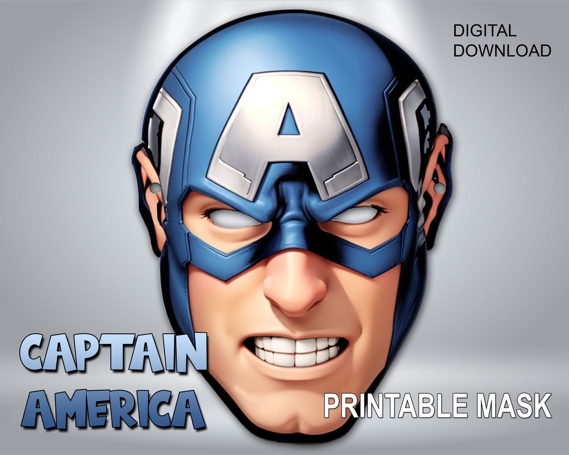 Captain America Mask A4 Size Ready to Print Digital Download Costume ...