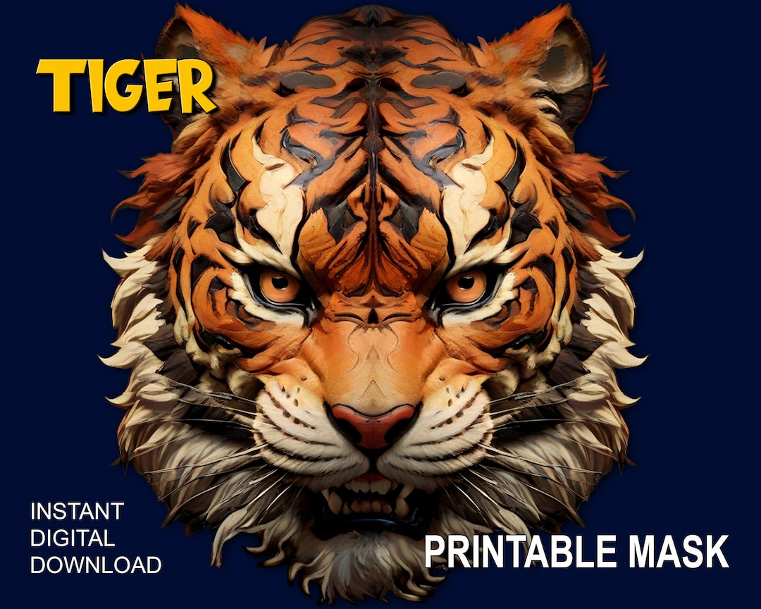 Tiger Mask | Wild Animal Mask | Animal Mask | Costume Party Mask | A4 ...