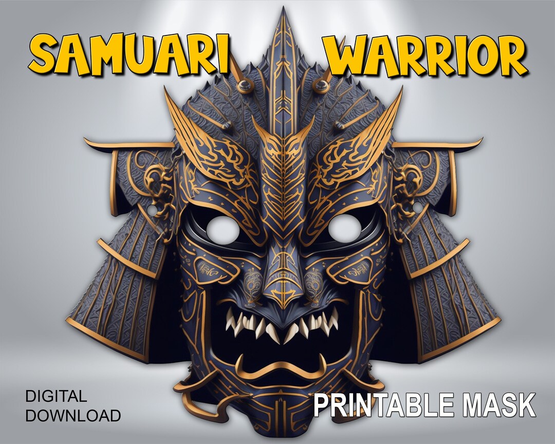 Samurai Mask Samurai Warrior Mask Superhero Mask A4 Size - Etsy