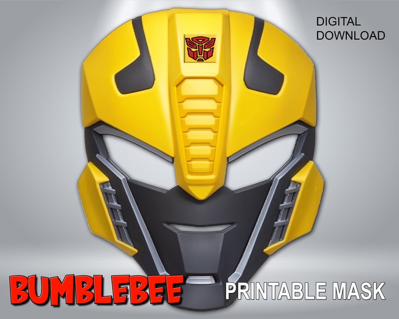 Bumblebee Mask Transformers Bumblebee Mask Superhero Mask A4 Size Ready ...