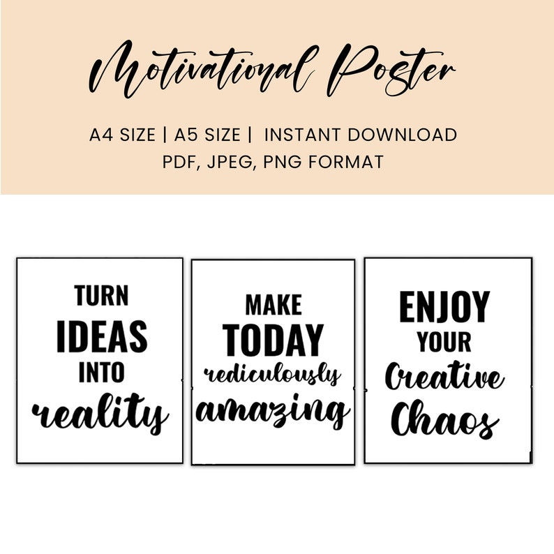 Motivational Poster Set of 6 - Etsy