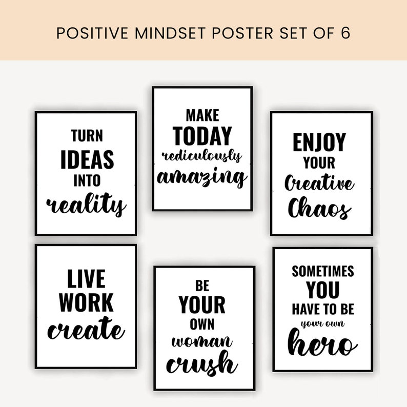 Motivational Poster Set of 6 - Etsy