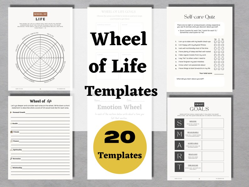 Wheel of Life Worksheet Template Canva Template Life Balance - Etsy