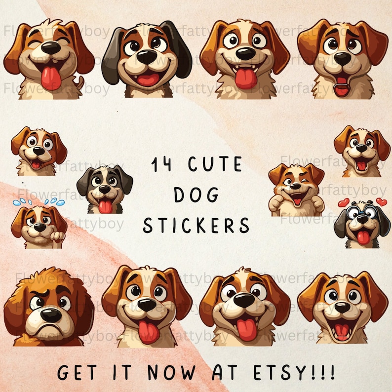 Cute Dog Stickers/ Sticker PNG Bundle/ Cute Dog Printable Stickers ...