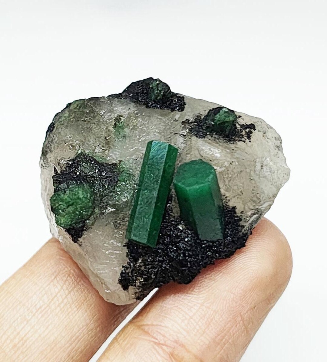 Zambia Emerald Matrix Specimen: 108 Ct Crystal Rock With Quartz - Etsy