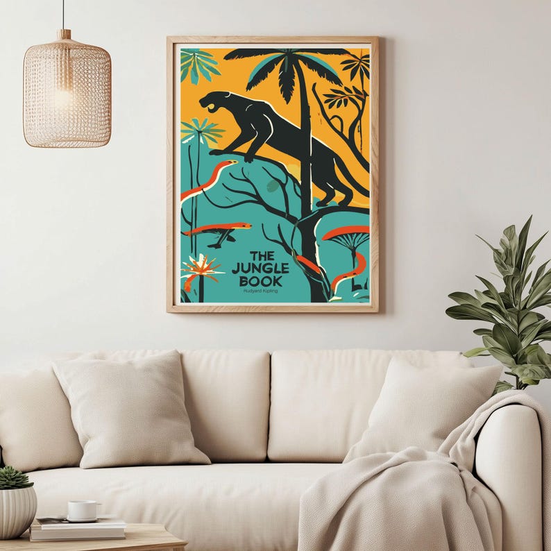 The Jungle Book Poster, Mowgli Art, Kipling Poster, Jungle Adventure ...