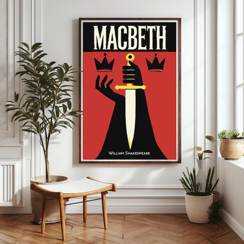 Macbeth Poster, William Shakespeare, Literary Art, Home Decor, Wall Art ...