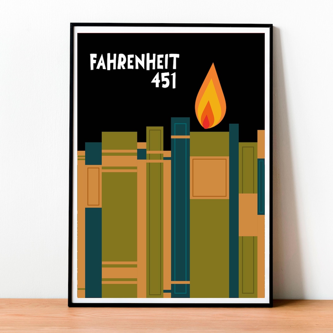Fahrenheit 451 Poster, Ray Bradbury Wall Art, Dystopian Book Print ...