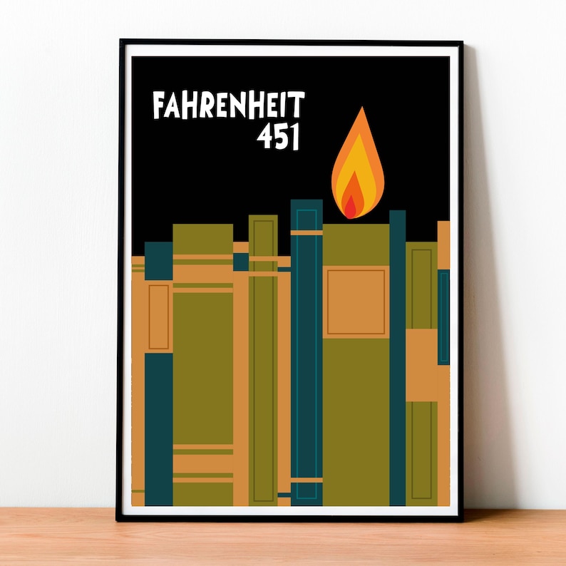 Fahrenheit 451 , Ray Bradbury, Vintage Print, Wall Art, Modern Design ...