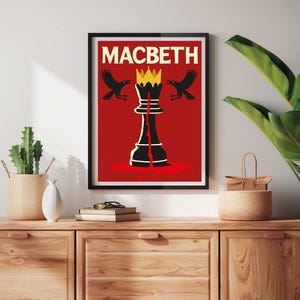 Macbeth Book Cover Poster: William Shakespeare Print, Literary Wall Art ...