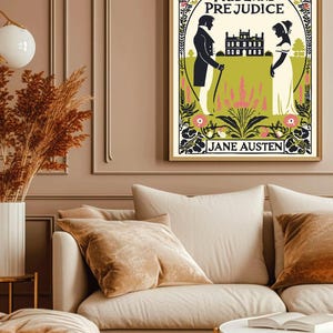 Pride and Prejudice Poster, Jane Austen Literary Wall Art, Vintage ...