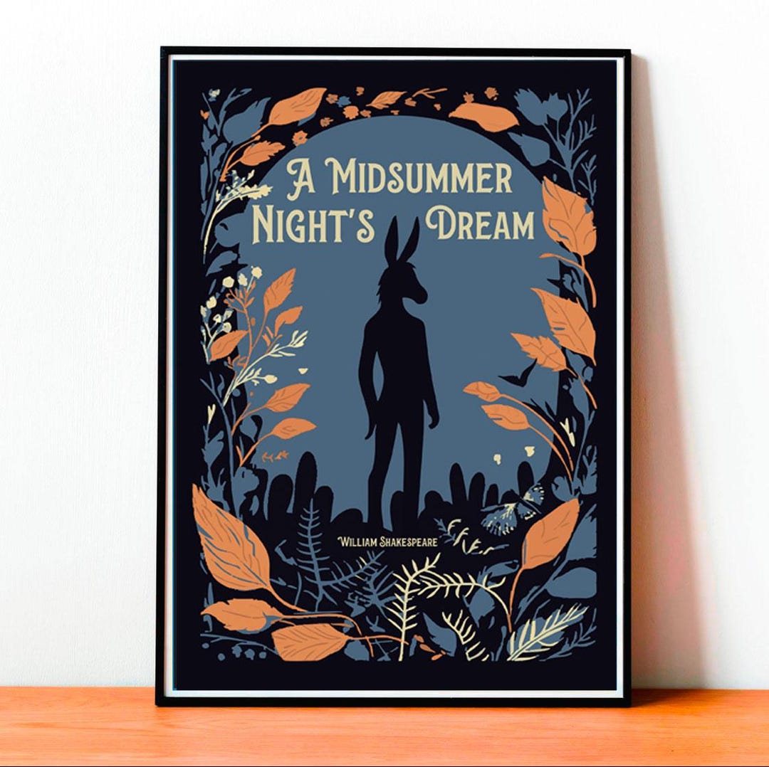A Midsummer Night's Dream Poster: Vintage Shakespeare Book Cover Art ...