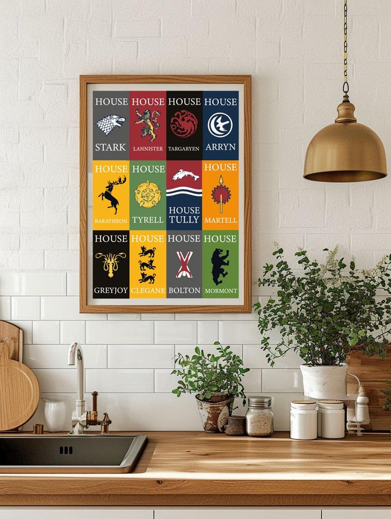 Fantasy Poster, House Sigil Poster, Vintage Poster, Wall Art, Movie ...