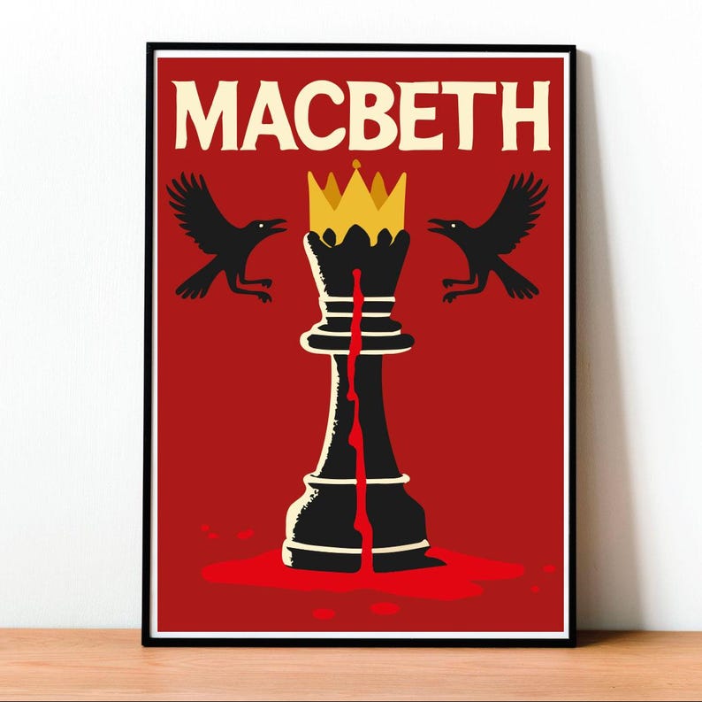 Macbeth, Book Cover, William Shakespeare, Poster, Modern Print, Book ...