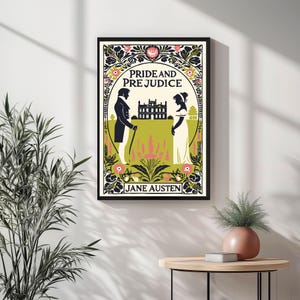 Pride and Prejudice Poster, Jane Austen Literary Wall Art, Vintage ...