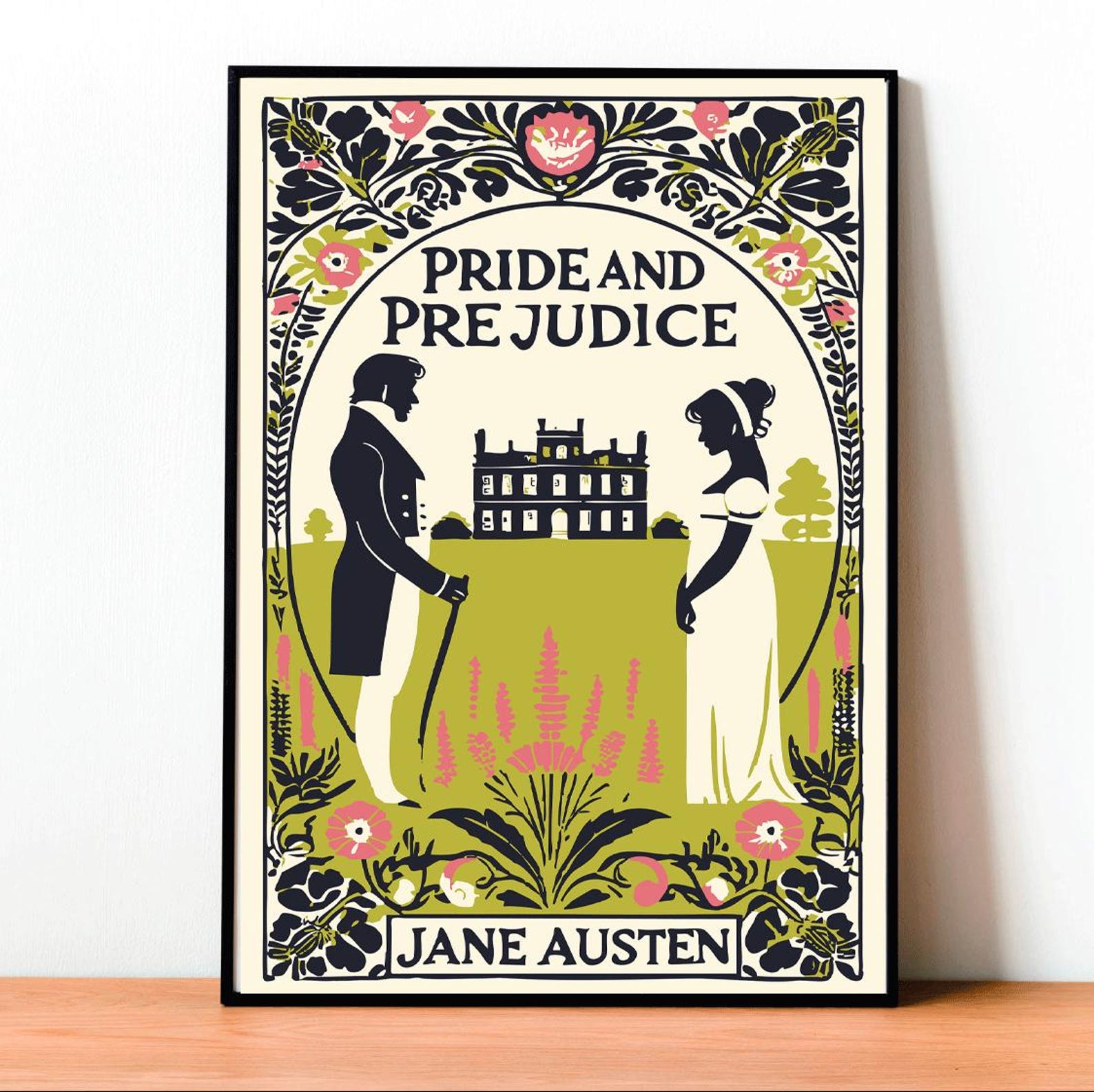 Pride and Prejudice Poster, Jane Austen Literary Wall Art, Vintage ...