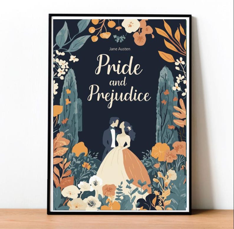 Pride and Prejudice Poster: Jane Austen Literary Wall Art, Vintage ...