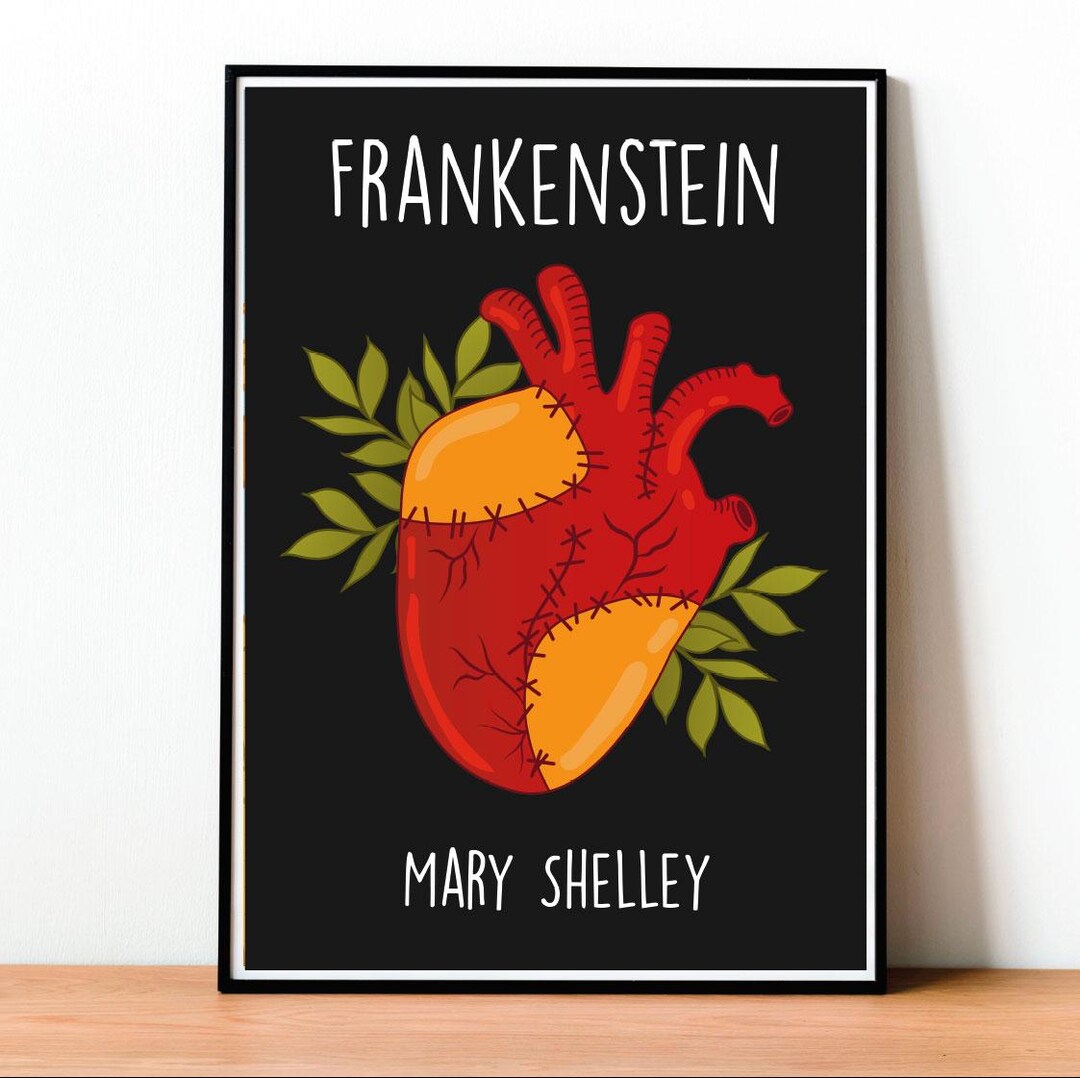 Frankenstein Book Cover, Mary Shelley, Poster, Wall Art, Dark Art ...