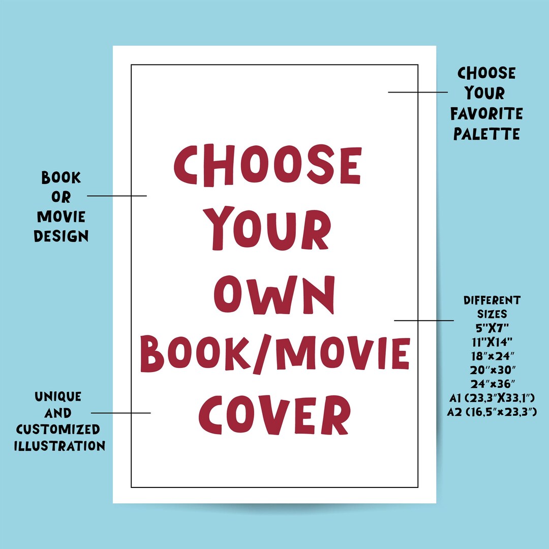 Custom Book or Movie Cover Art, Personalized Literary Poster, Unique ...