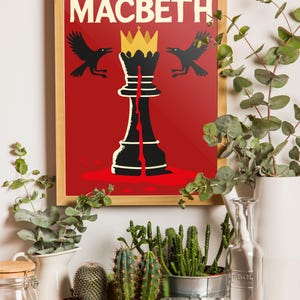 Macbeth, Book Cover, William Shakespeare, Poster, Modern Print, Book ...