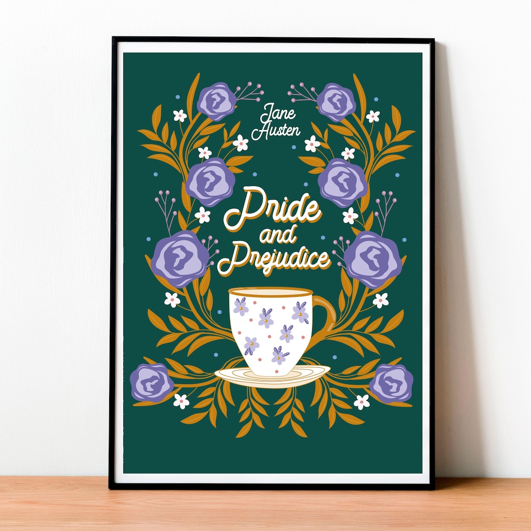 Pride and Prejudice Book Cover, Jane Austen, Poster, Book Cover, Wall ...