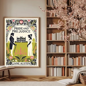 Pride and Prejudice Poster, Jane Austen Literary Wall Art, Vintage ...