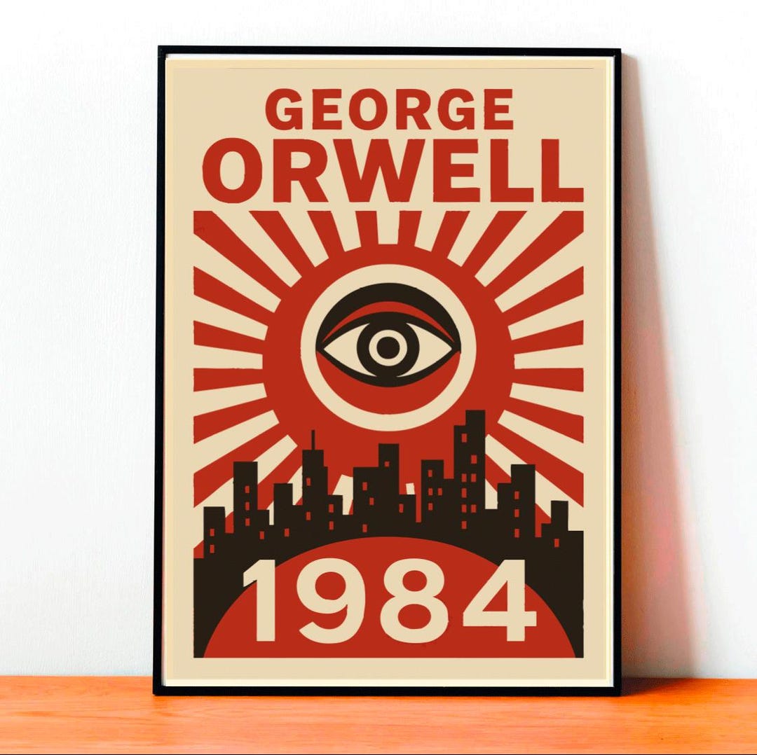 1984 Poster Dystopian Artwork Classic Novel Vintage Book Cover Art ...