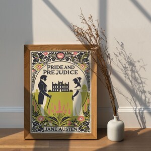 Pride and Prejudice Poster, Jane Austen Literary Wall Art, Vintage ...