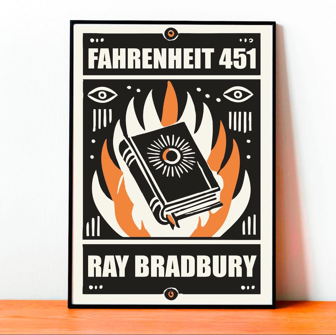 Fahrenheit 451 Poster, Ray Bradbury, Vintage Poster, Wall Art, Modern ...