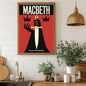Macbeth Poster, William Shakespeare, Literary Art, Home Decor, Wall Art ...