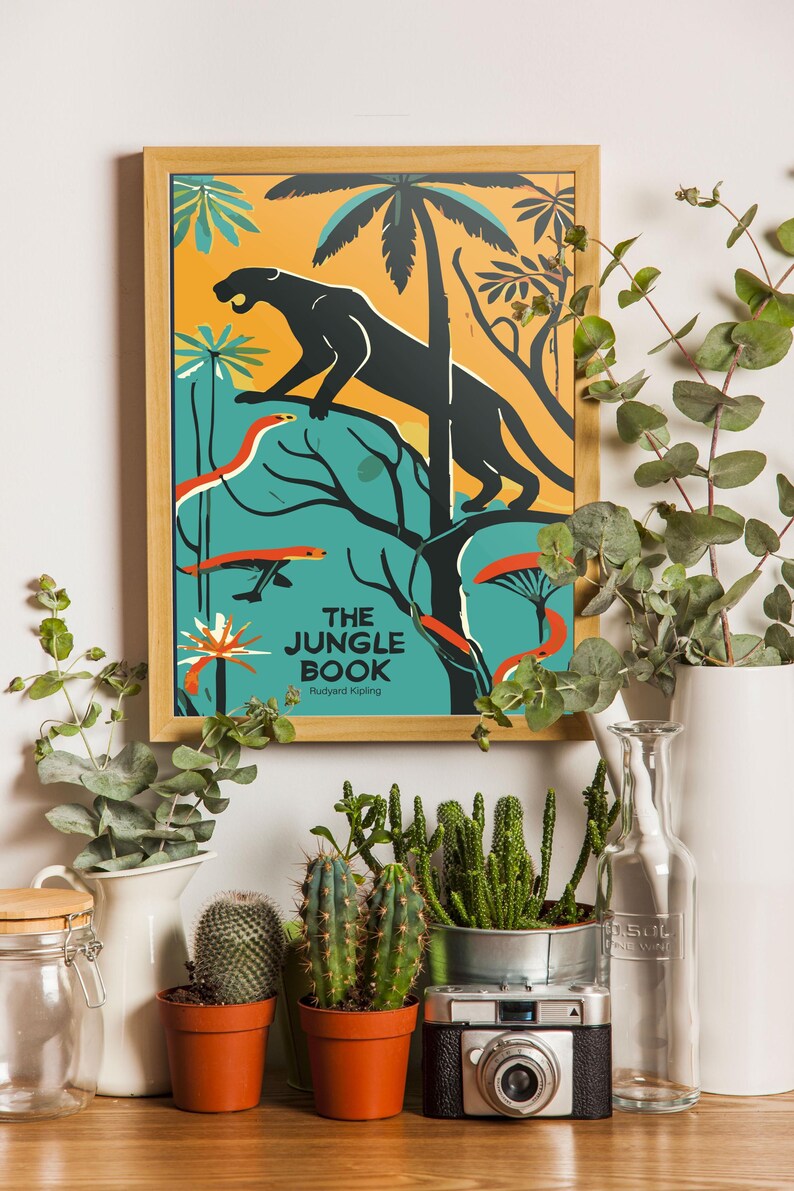 The Jungle Book Poster, Mowgli Art, Kipling Poster, Jungle Adventure ...
