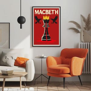 Macbeth Book Cover Poster: William Shakespeare Print, Literary Wall Art ...
