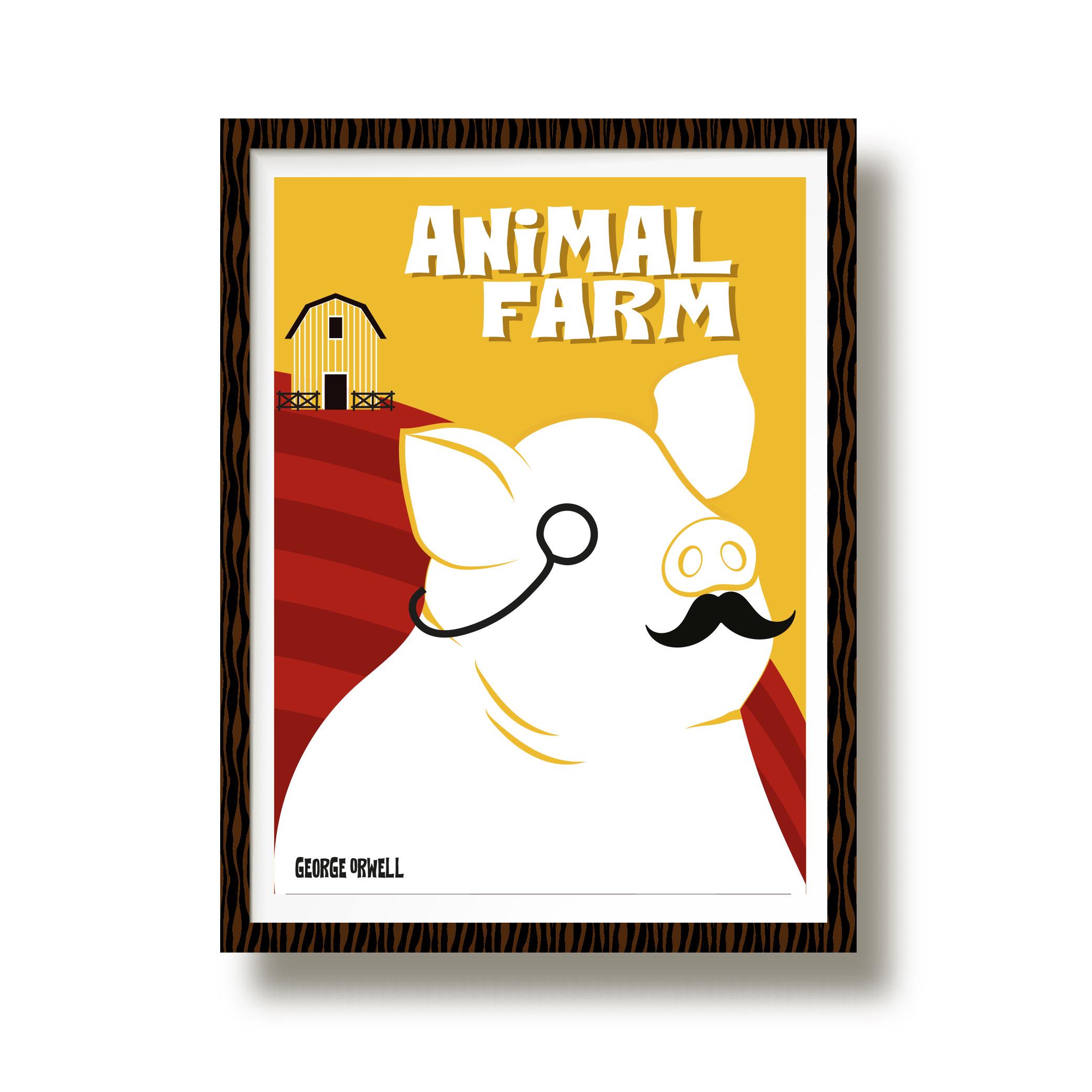 Animal Farm, Poster, George Orwell, Book Cover, Classic Novel, Book ...