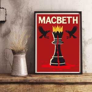 Macbeth, Book Cover, William Shakespeare, Poster, Modern Print, Book ...