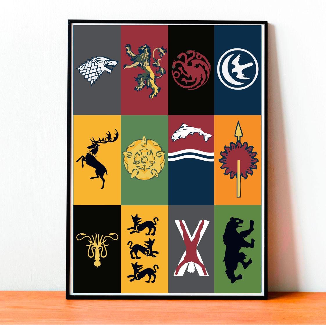 Fantasy House Sigils Poster, Medieval Family Crests Art, Minimalist ...