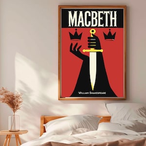 Macbeth Poster, William Shakespeare, Literary Art, Home Decor, Wall Art ...
