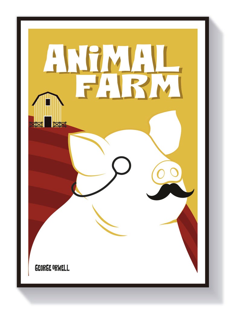Animal Farm, Poster, George Orwell, Book Cover, Classic Novel, Book ...