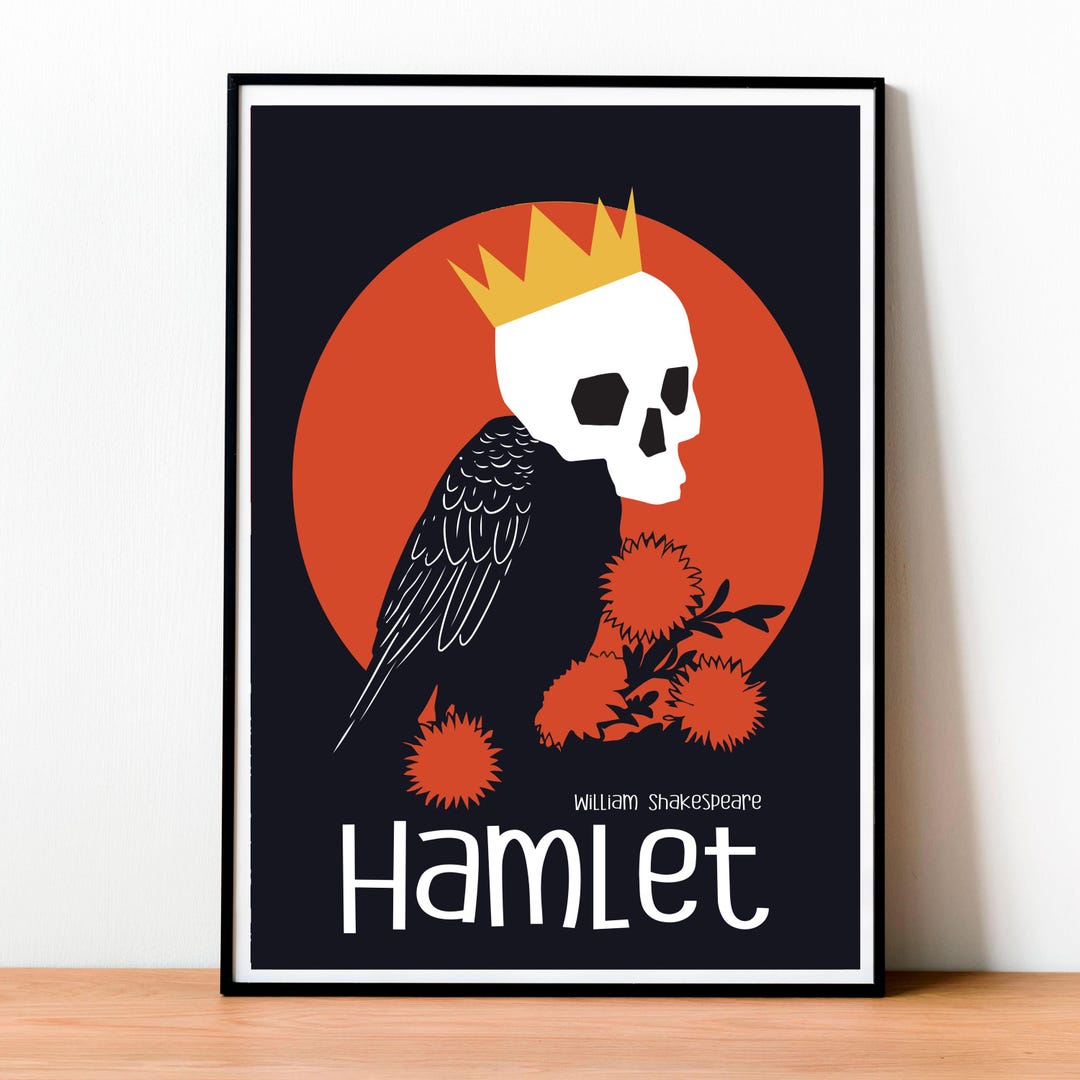 Hamlet Poster, William Shakespeare Art, Classic Literature Print ...