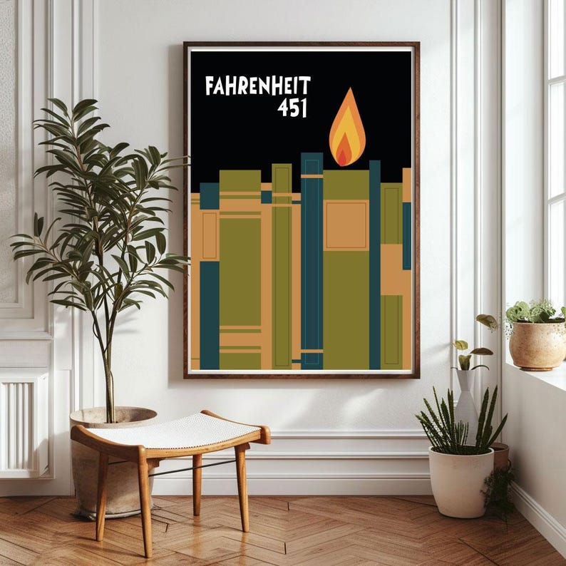 Fahrenheit 451 , Ray Bradbury, Vintage Print, Wall Art, Modern Design ...