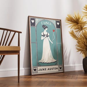 Emma Poster, Jane Austen Wall Art, Romantic Book Cover Print, Handmade ...