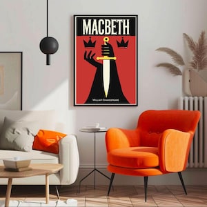 Macbeth Poster, William Shakespeare, Literary Art, Home Decor, Wall Art ...