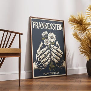 Frankenstein Poster: Mary Shelley Book Cover Art Print, Vintage, Wall ...
