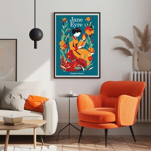 Jane Eyre Book Cover Poster , Charlotte Brontë Wall Art , Classic ...