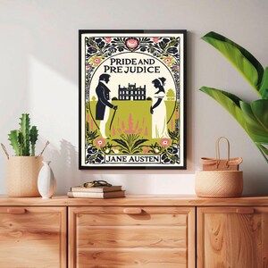 Pride and Prejudice Poster, Jane Austen Literary Wall Art, Vintage ...